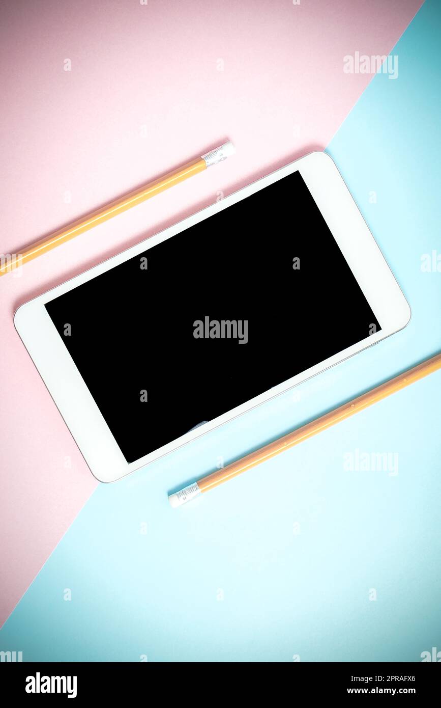 Tablet With Important Message Over Clipboard And Piece Of Paper. Mobile ...