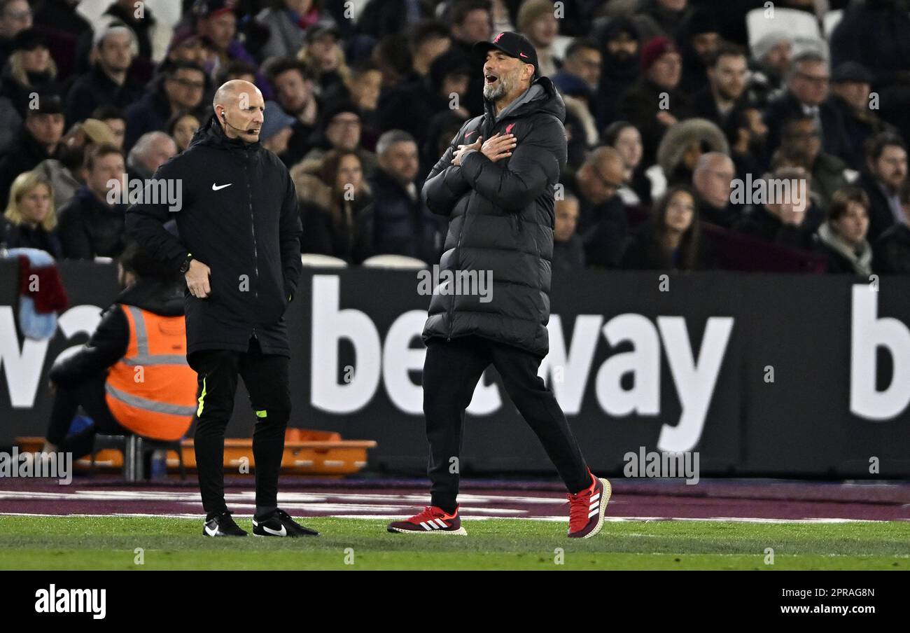 London, UK. 26th Apr, 2023. Jurgen Klopp (Liverpool manager) with his ...