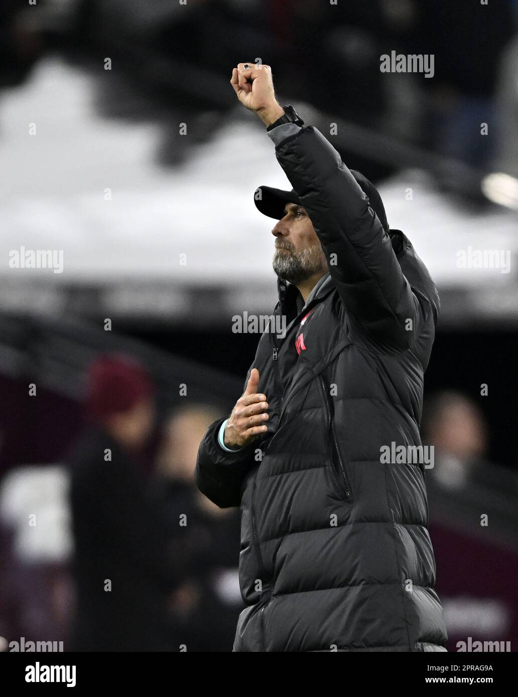 London, UK. 26th Apr, 2023. Jurgen Klopp (Liverpool manager) with a ...