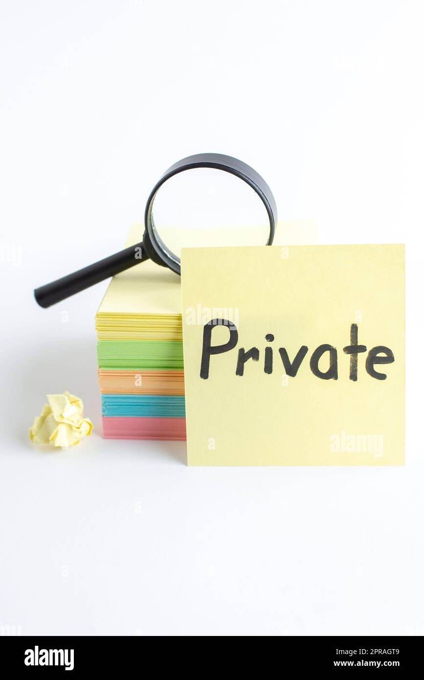 front view colorful paper stickers with private written note on white ...