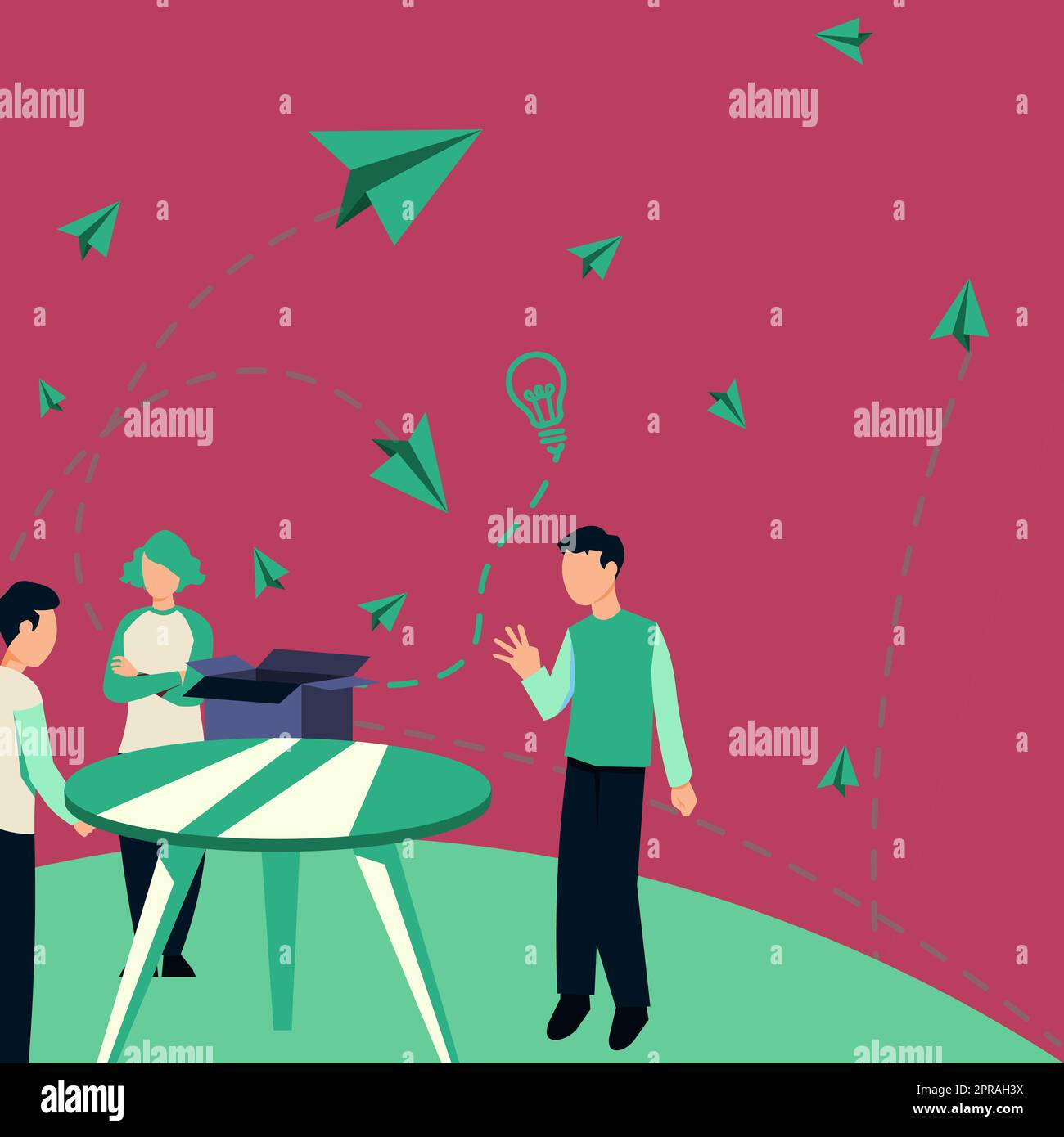 Colleagues Thinking New Innovative Ideas Around Table. Three People ...