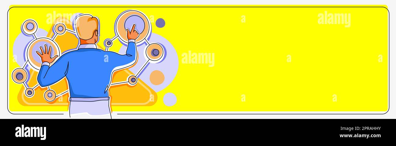 Businessman in suit manipulating circular chart representing strategy ...