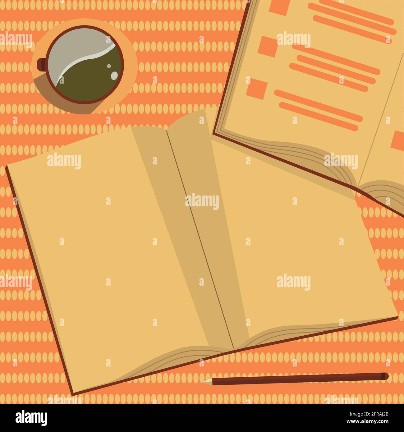 Two Open Work Books On A Table. Flat View Of Table With Notebooks ...