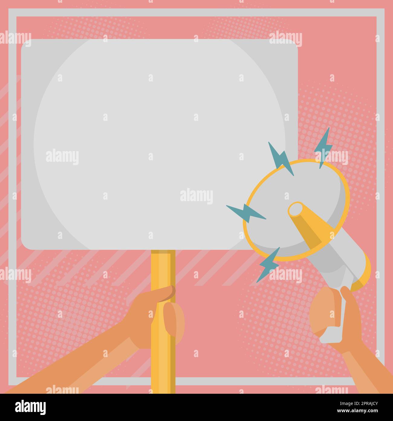 Illustration Of Hand Holding Megaphone Pointing At Blank Plaque In Hand ...