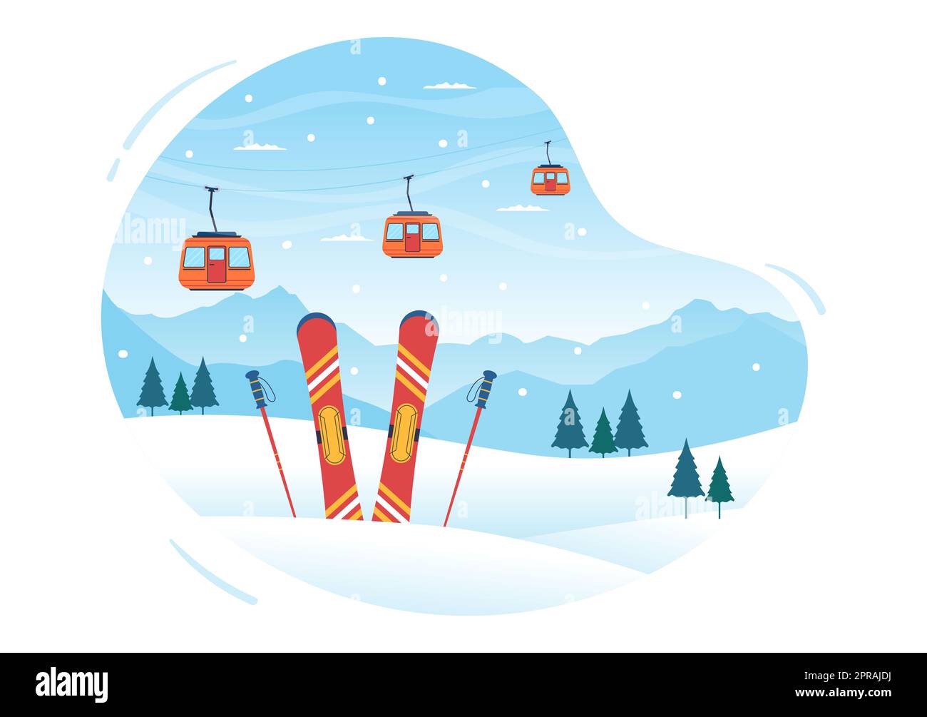 Snowboarding Hand Drawn Cartoon Flat Illustration of People in Winter ...