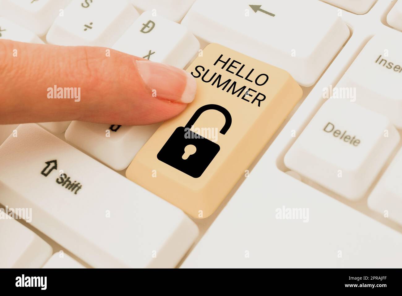 Sign displaying Hello Summer. Internet Concept Welcoming the warmest ...