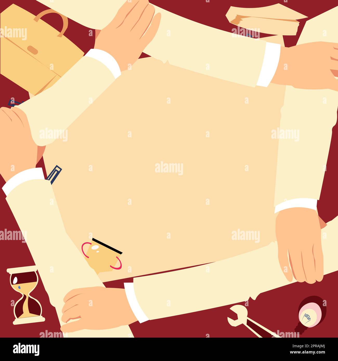 Four Hands Drawing Holding Arm Together Showing Connection Symbol ...