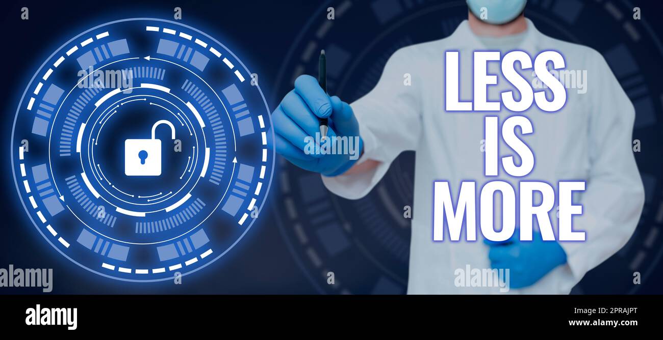 Text showing inspiration Less Is More. Business overview Minimalist ...