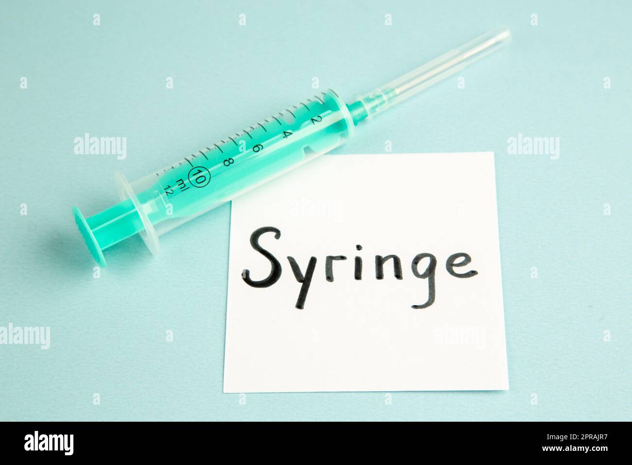 front view green injections on blue background virus health hospital ...