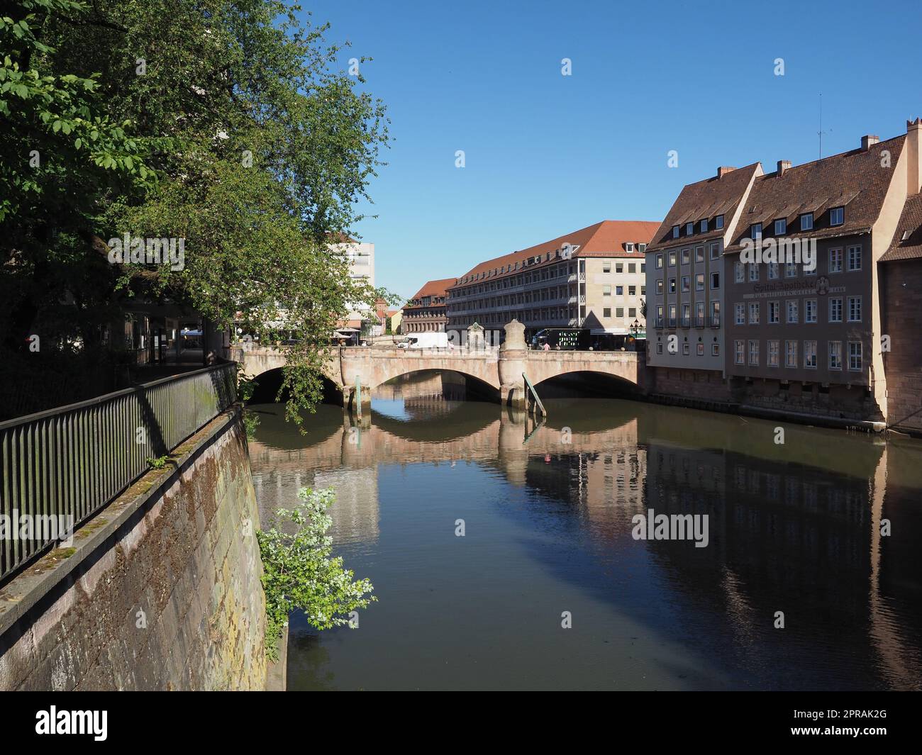 Museum Bruecke bridge over river Pegnitz in Nuernberg Stock Photo - Alamy
