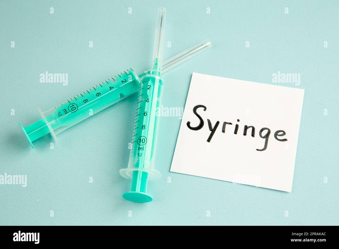 front view green injections on the blue background virus health ...