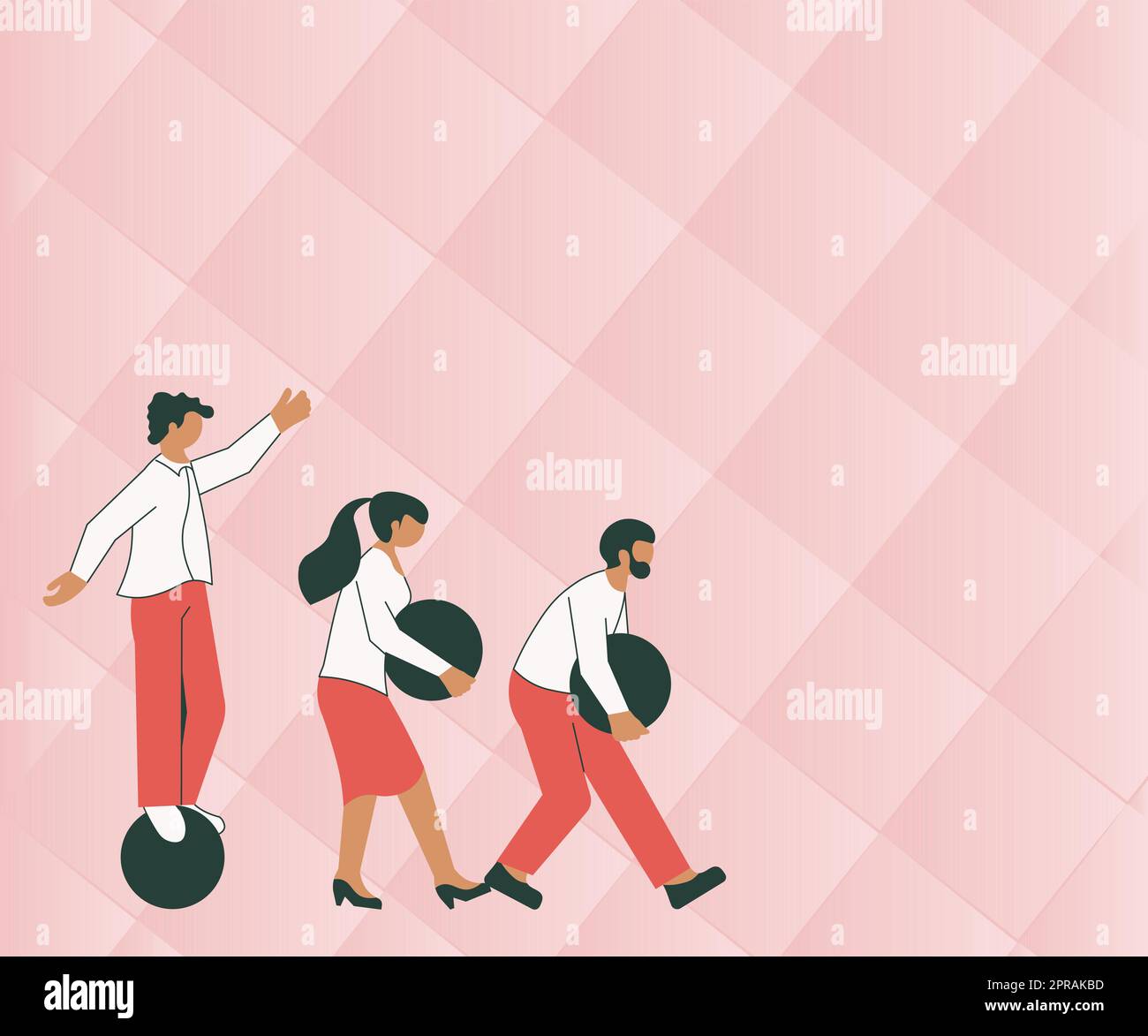 Illustration Of Group Bringing Their Own Heavy Sphere Together. People ...