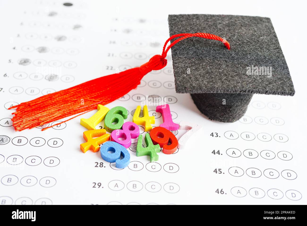 Math number with graduation gap hat on answer sheet test choice for ...