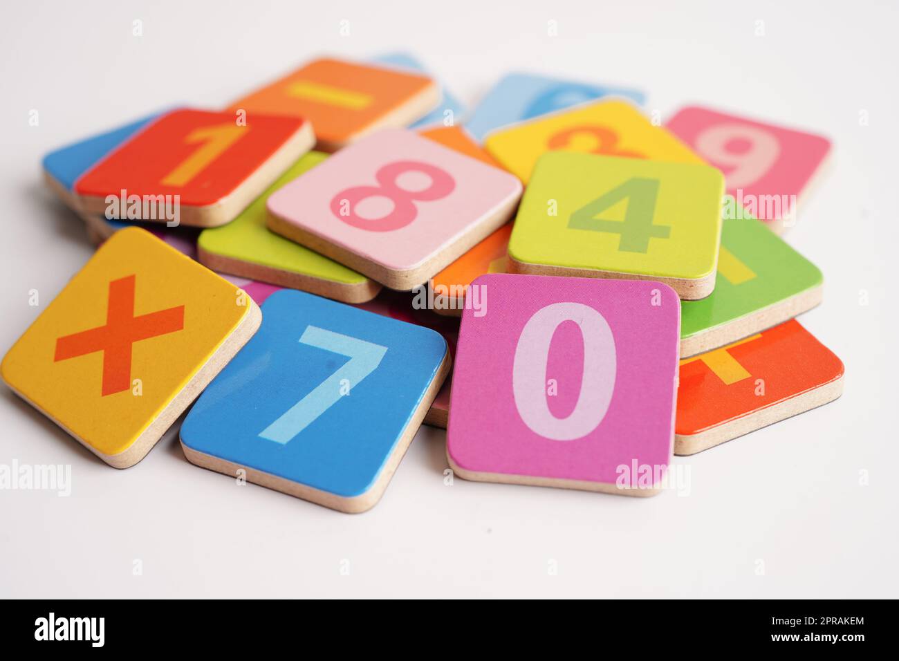 Number wood block cubes for learning Mathematic, education math concept ...