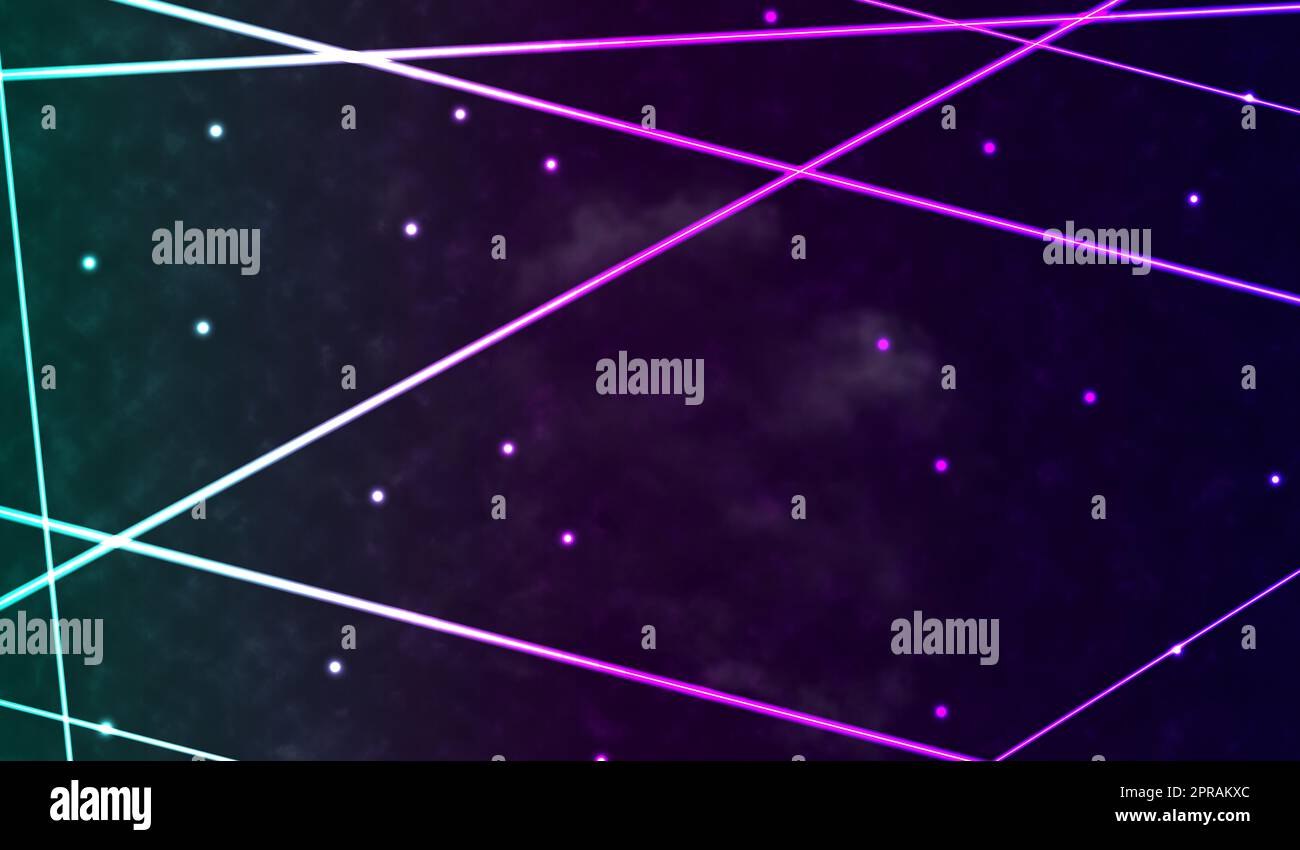 Neon colorful lines with dots, abstract background Stock Photo - Alamy