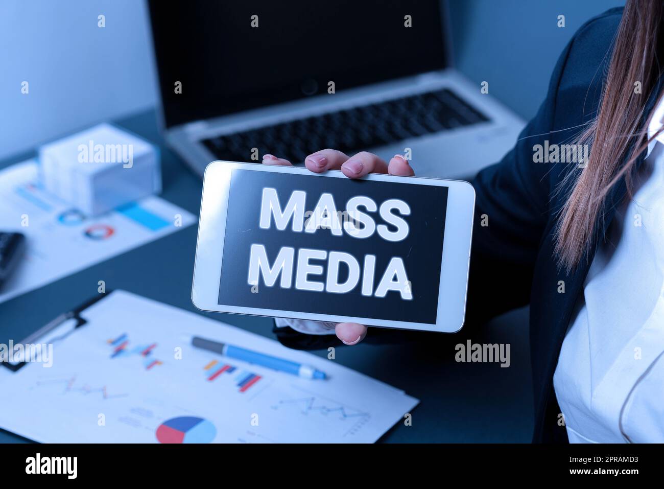 Conceptual caption Mass Media. Word Written on Group showing making ...