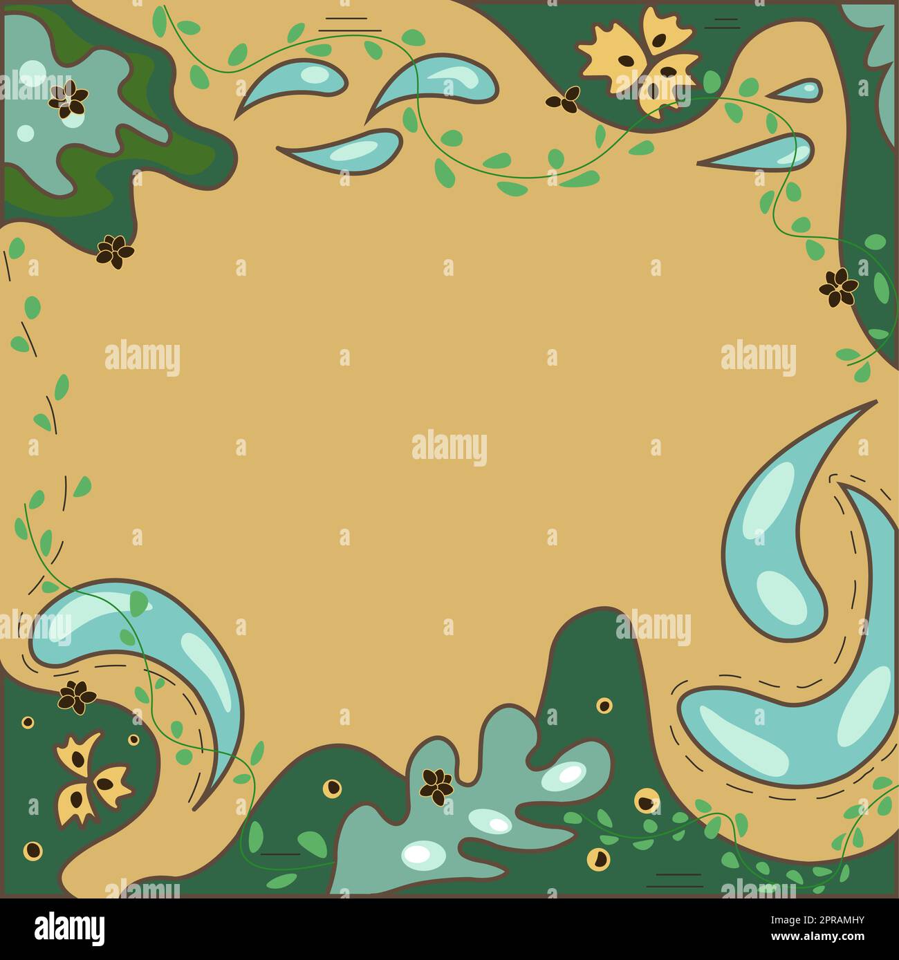 Floral Frame With Water Drops Around With Important Message Inside ...