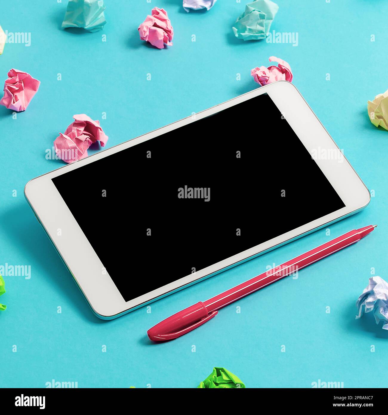 Tablet With Important Message Over Clipboard, Notebook And Marker ...