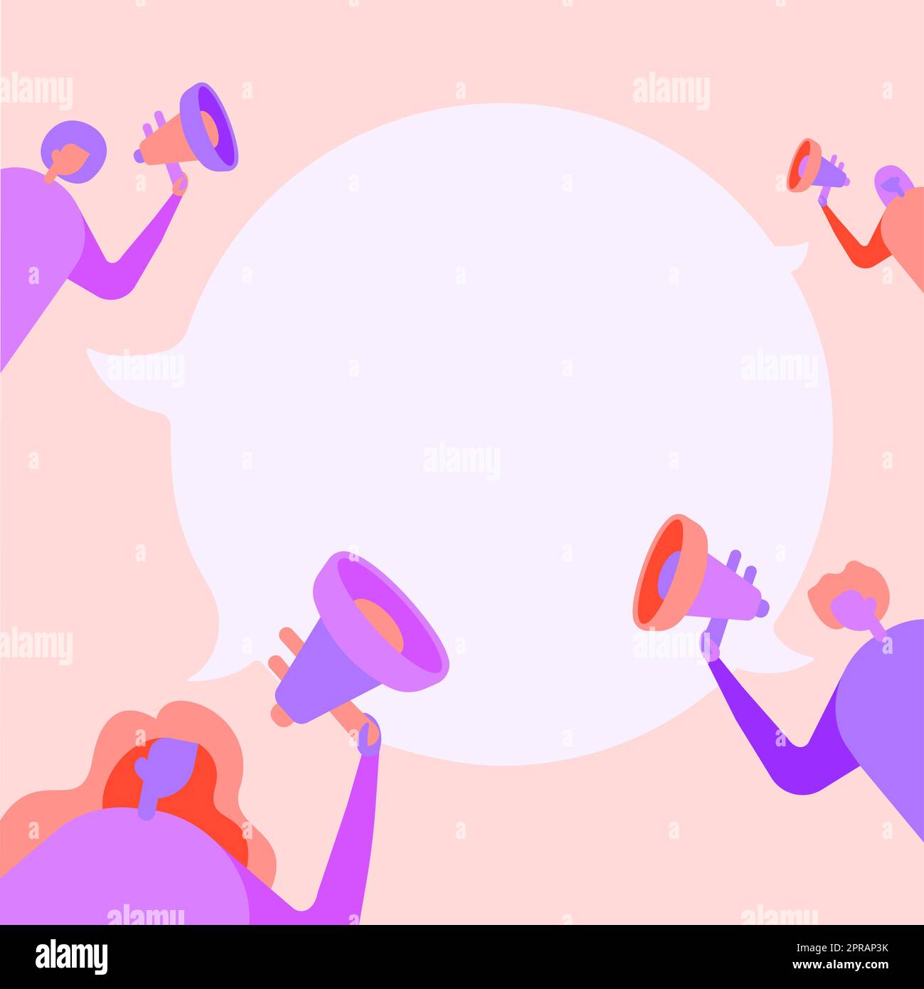 Group Of People Drawing Holding Their Megaphones Talking And Sharing ...