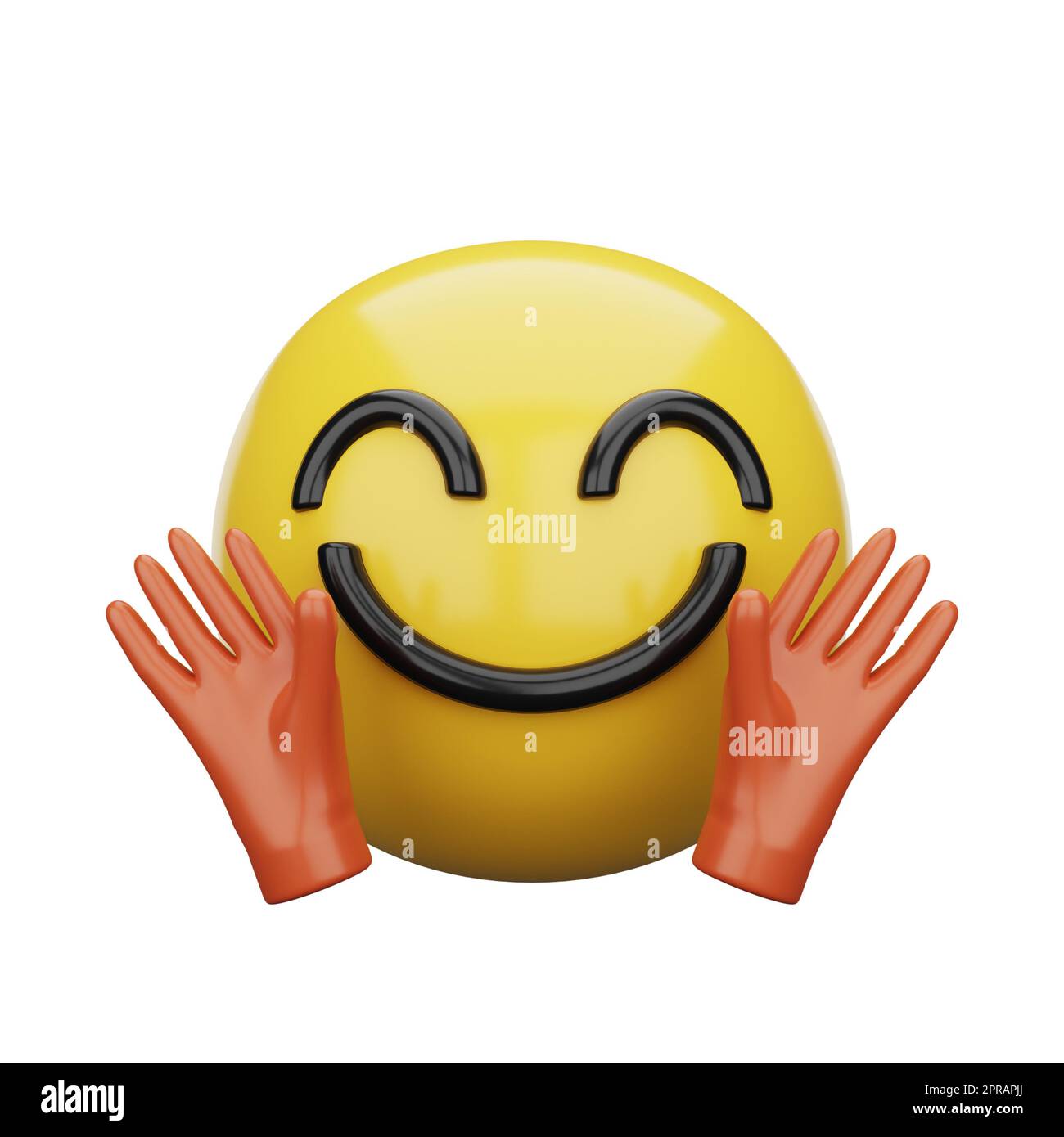 3d Emoji Smiling Face With Open Hands Stock Photo Alamy