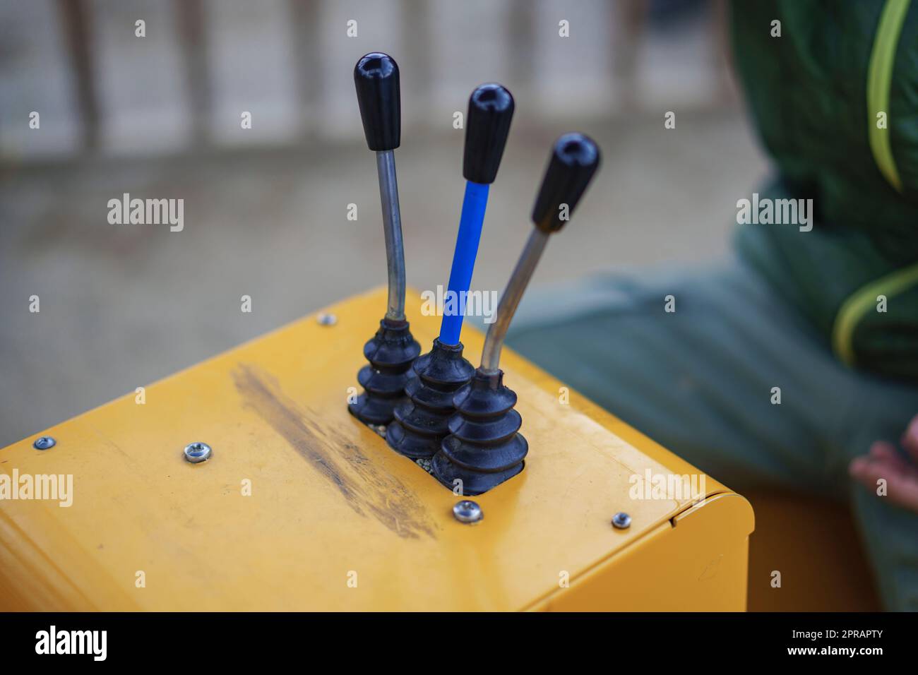 Controlling lever switch of crane truck vehicle Stock Photo - Alamy