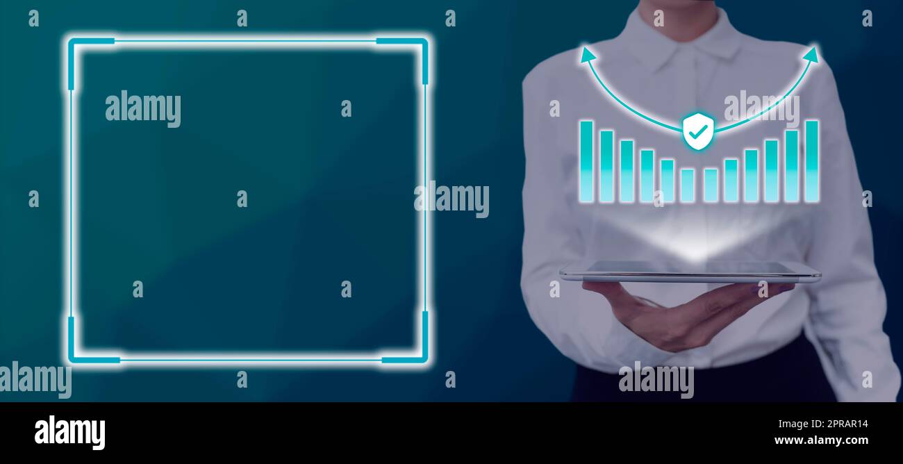 Businesswoman Holding Tablet With Graph And Presenting Crutial Ideas In ...