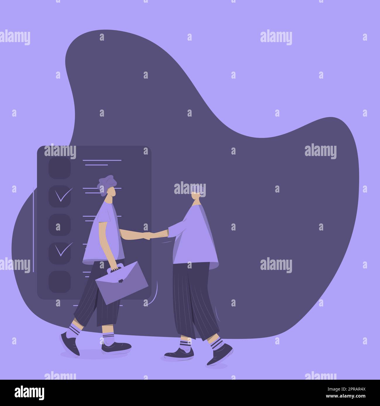Two Men Drawing With Paper Background Shake Hands Presenting Agreement ...