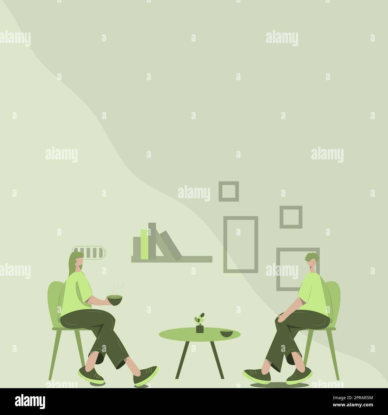 Two Colleagues Illustration Having Relaxed Conversations Stock Photo ...