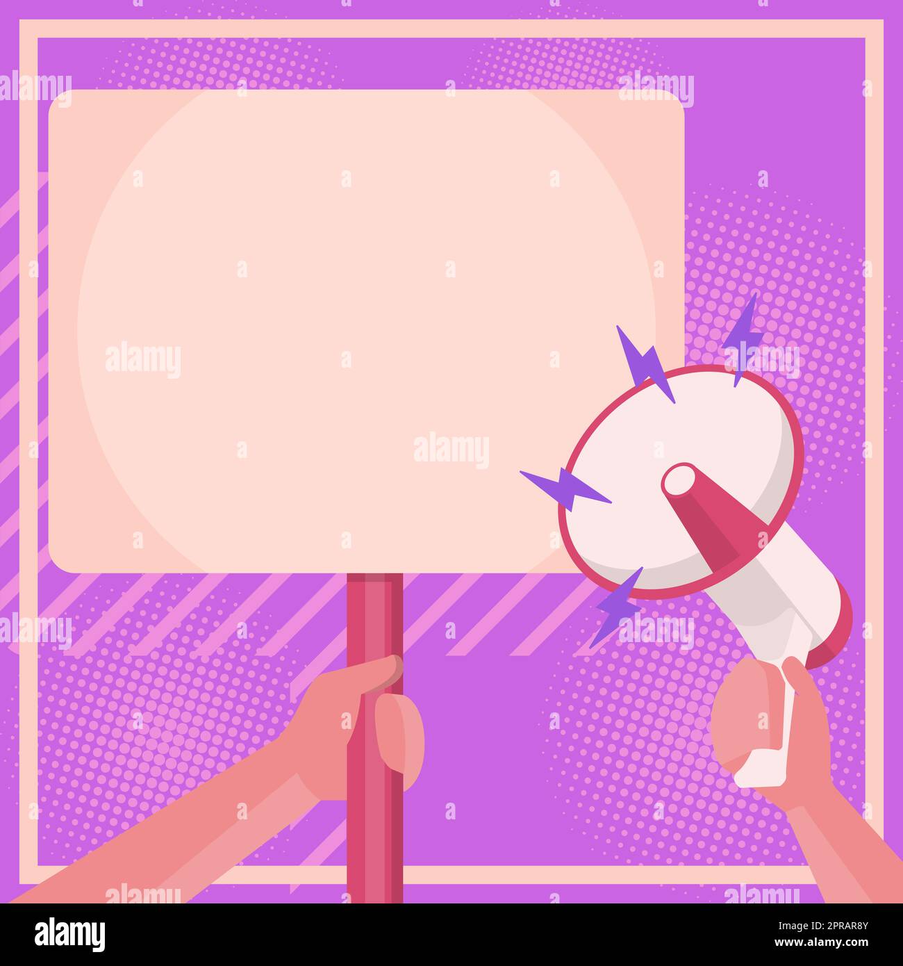 Illustration Of Hand Holding Megaphone Pointing At Blank Plaque In Hand ...