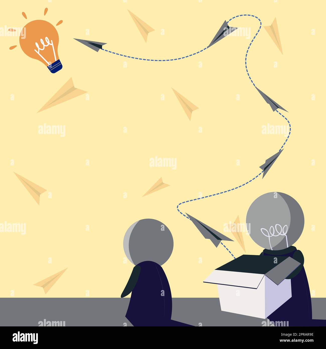 Open Box With Flying Paper Planes Presenting New Free Ideas. Exposed ...