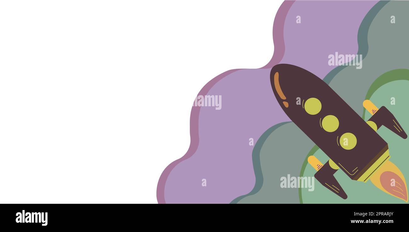 Rocket Taking Off Leaving Fire Behind And Presenting Important Message ...