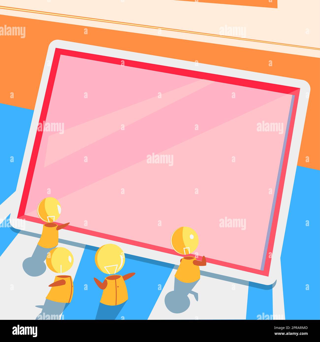 Little Robots Drawing Pressing On Tablet With Important Messages. Small ...