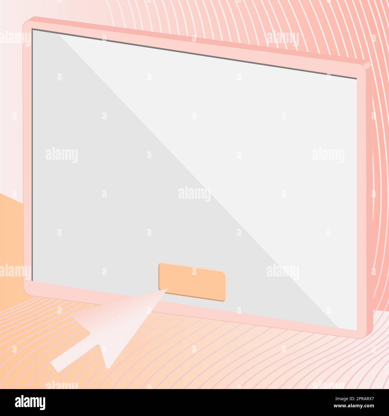 Arrow Pointing On Main Button Of A Portable Device. Blank Screen Tablet ...