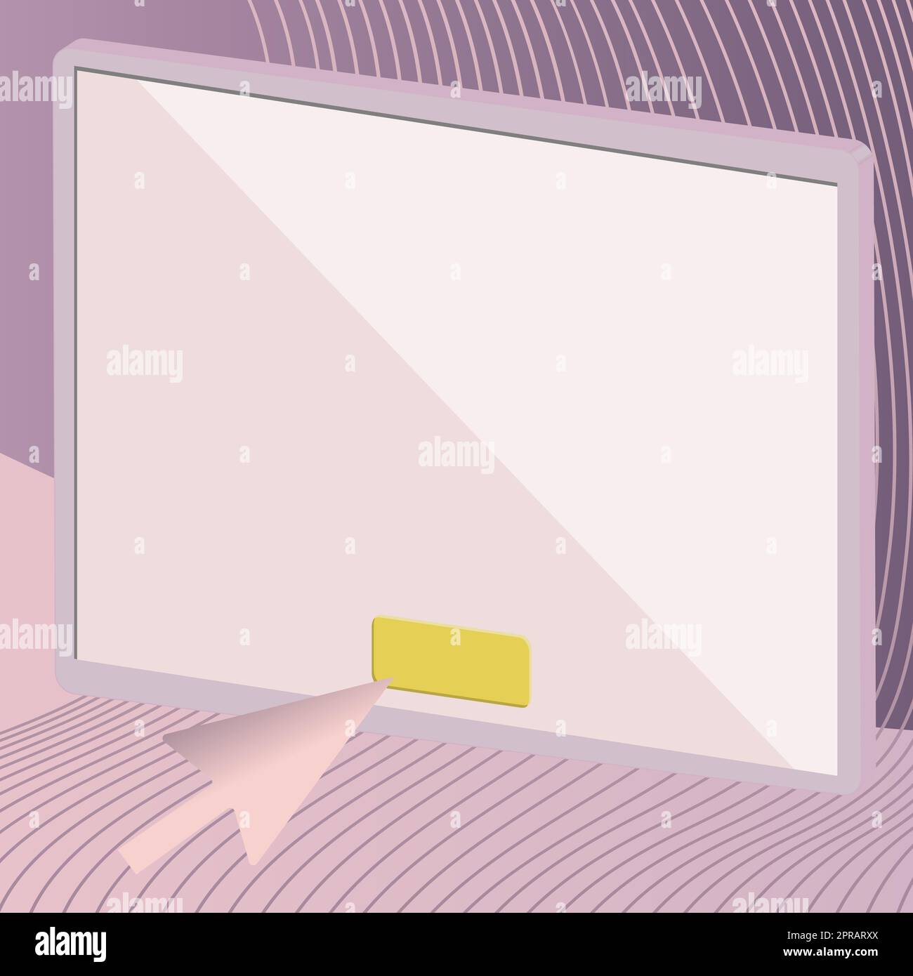 Arrow Pointing On Main Button Of A Portable Device. Blank Screen Tablet ...