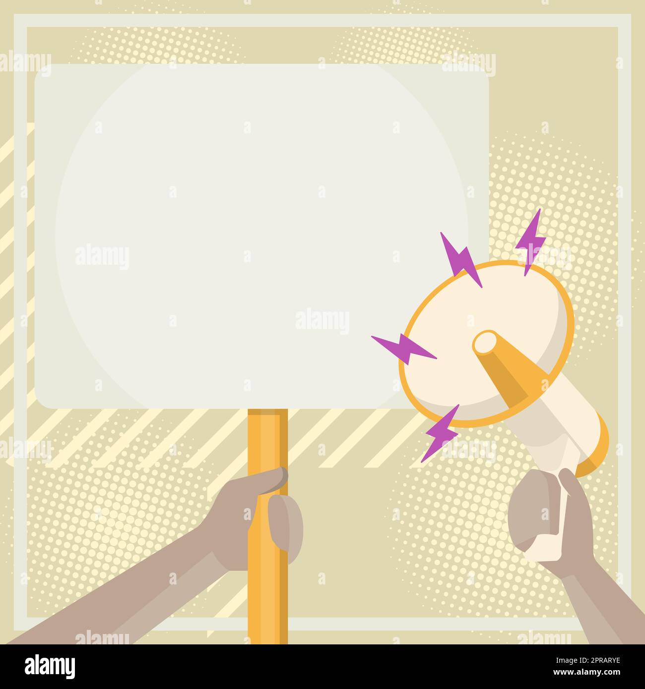 Illustration Of Hand Holding Megaphone Pointing At Blank Plaque In Hand ...