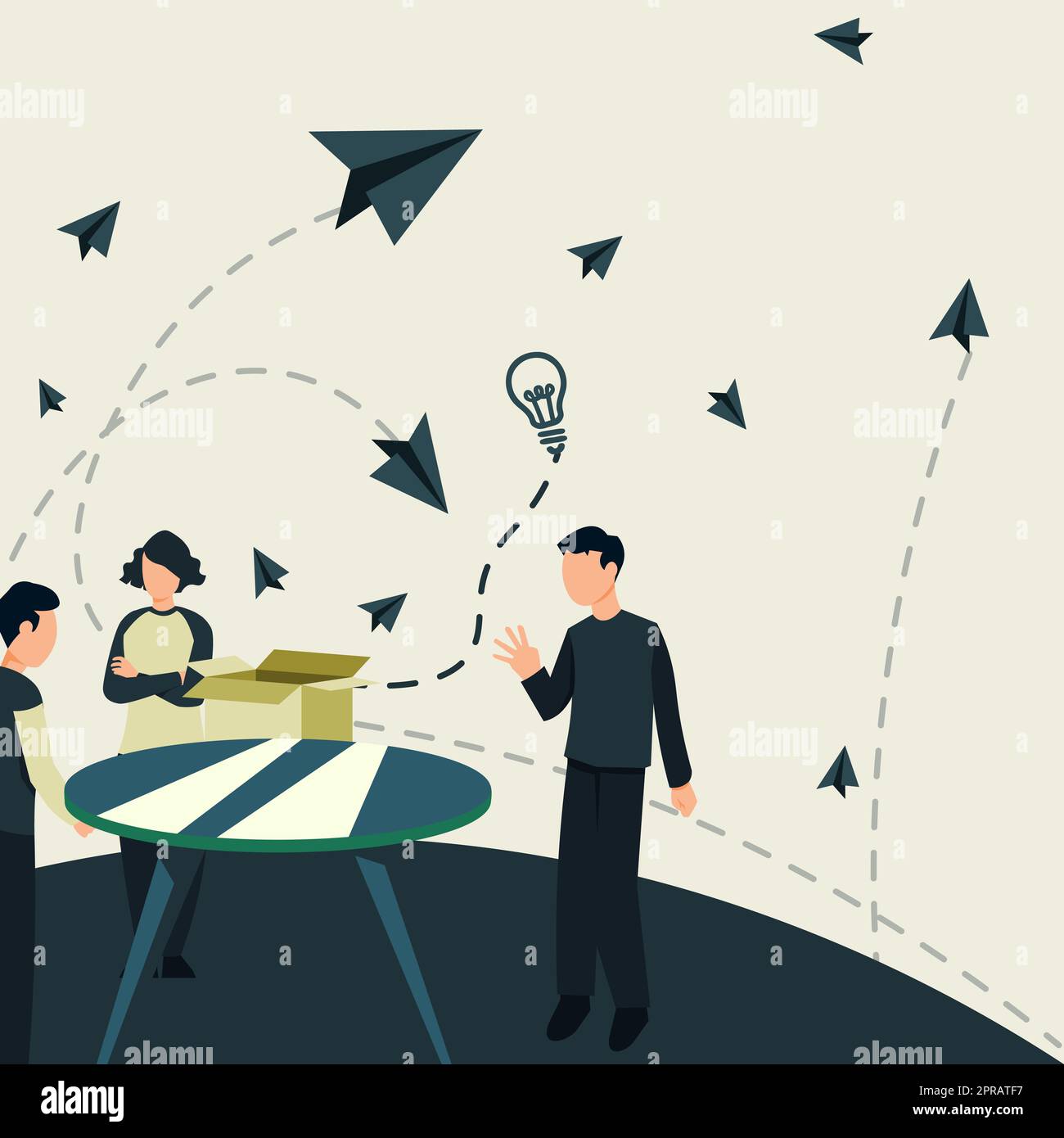 Colleagues Thinking New Innovative Ideas Around Table. Three People ...