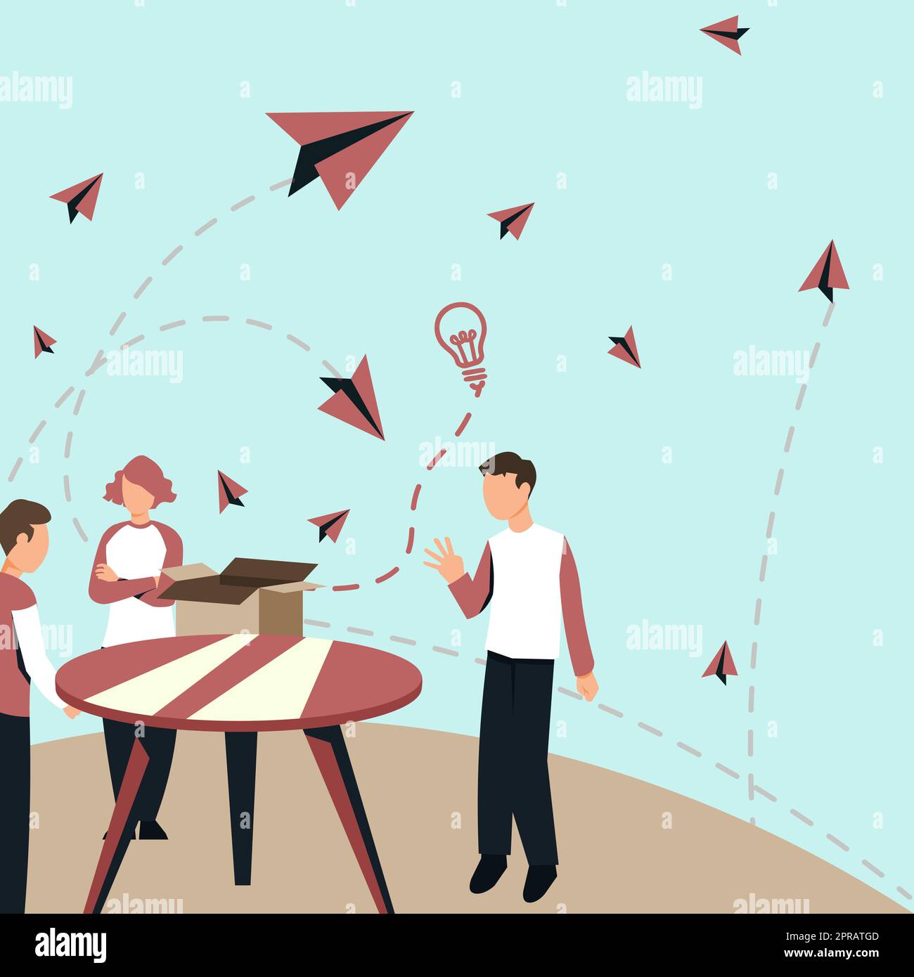 Colleagues Thinking New Innovative Ideas Around Table. Three People ...