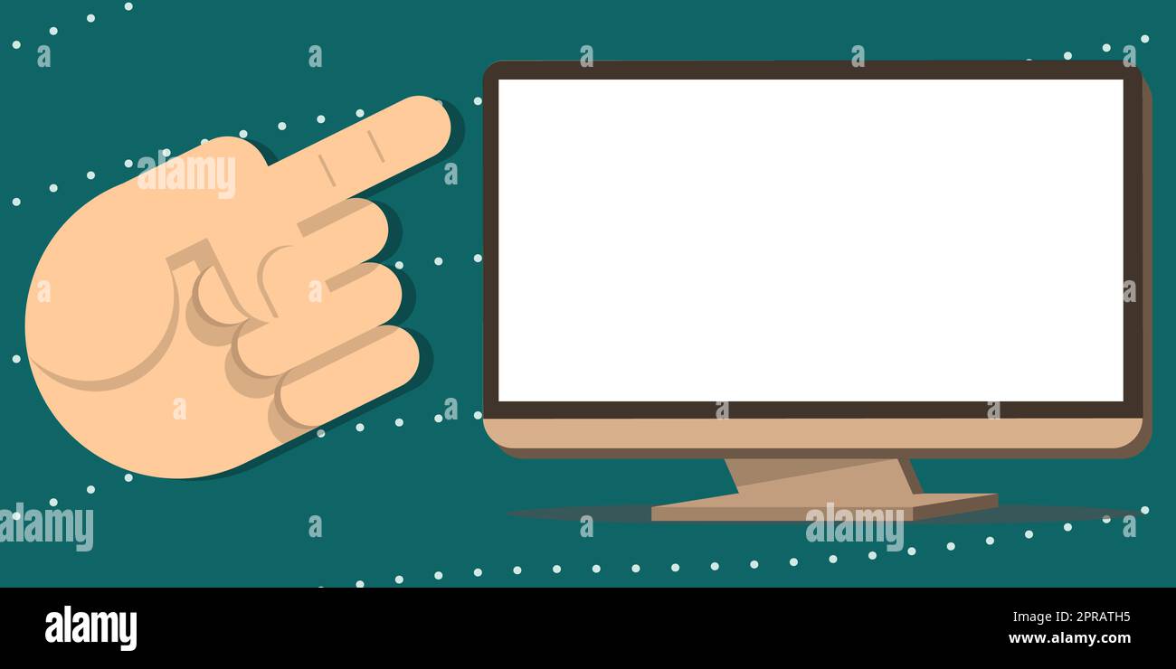 One Finger Pointing At Screen With Important Information. Hand ...