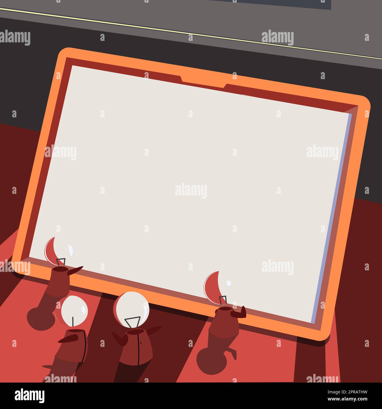 Little Robots Drawing Pressing On Tablet With Important Messages. Small ...