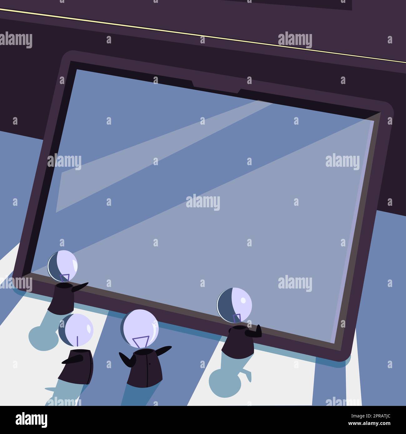 Little Robots Drawing Pressing On Tablet With Important Messages. Small ...