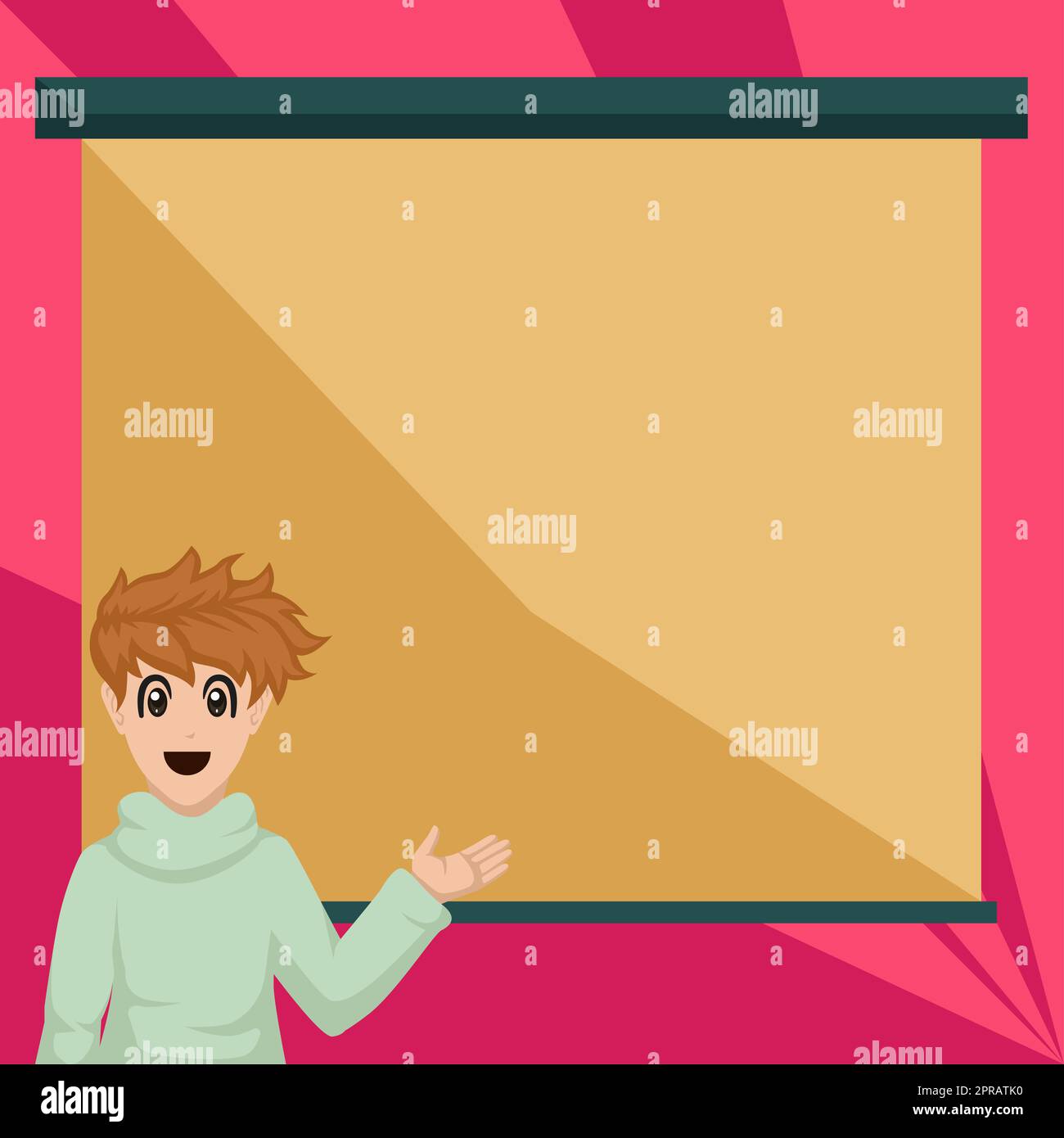 Boy Presenting Important Informations On Presentation Board. Man ...