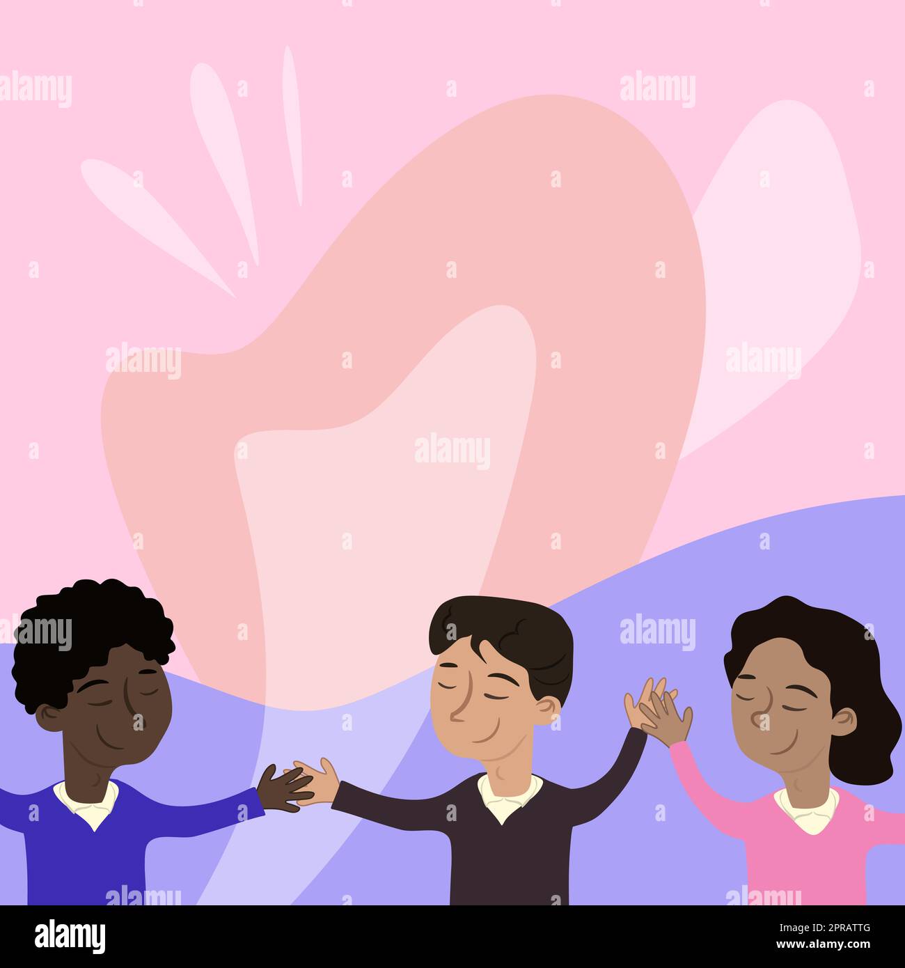 Three Standing People Drawing Holding Hands Showing Team Support Stock ...