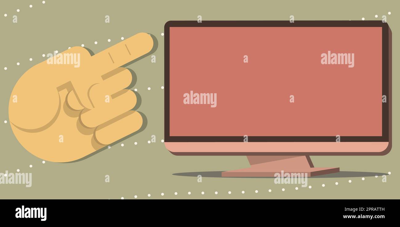 One Finger Pointing At Screen With Important Information Stock Photo ...
