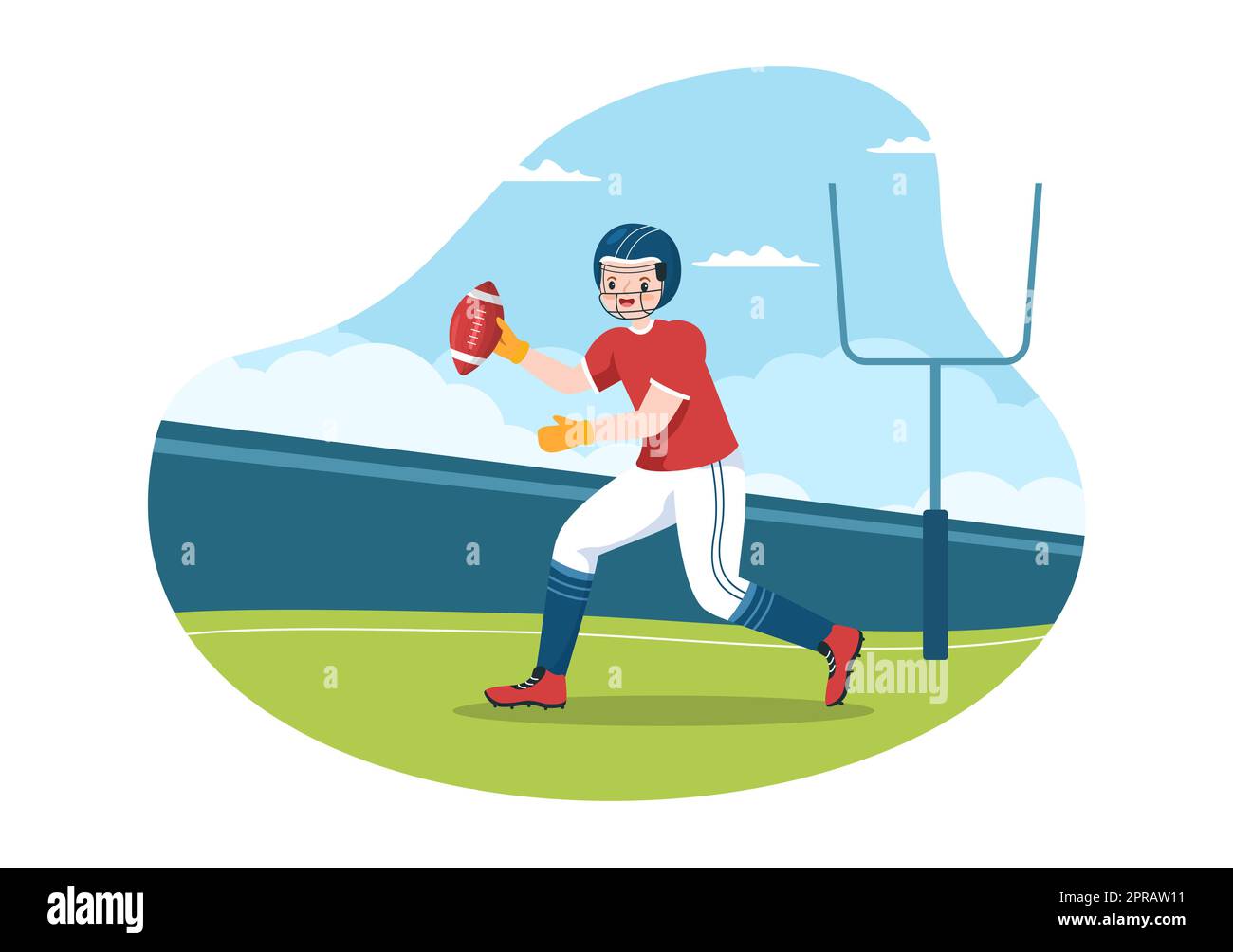 American Football Sports Player with The Game uses an Oval Shaped Ball ...