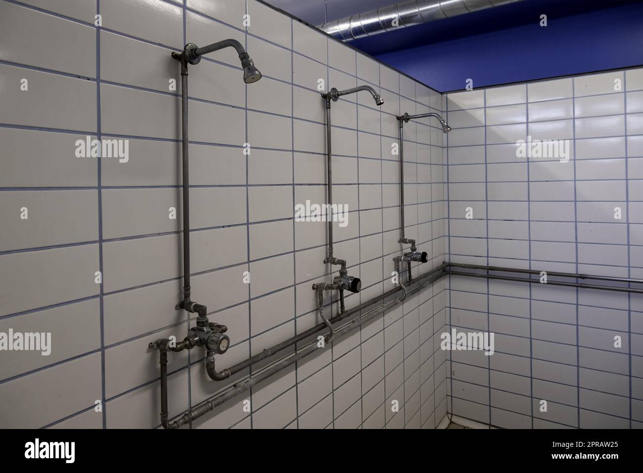 Men's showers in a gym Stock Photo - Alamy