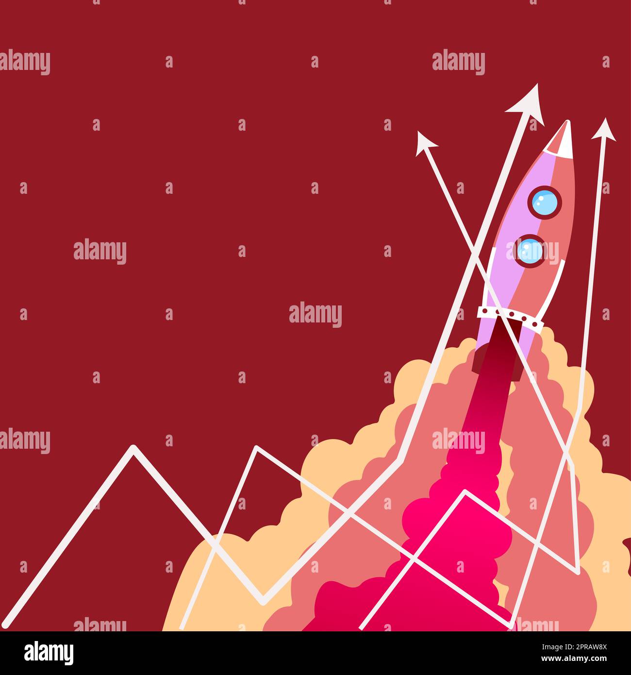 Rocket Taking Off Leaving Fire Behind And Presenting Important Message ...