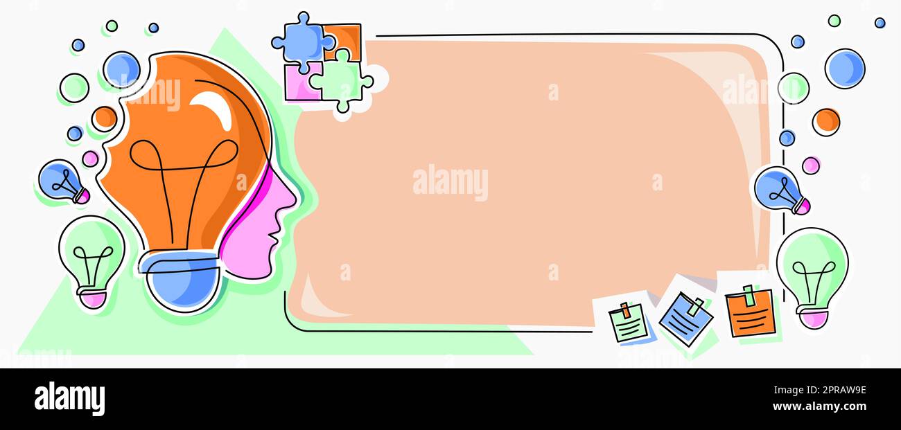 Man With Light Bulbs And Puzzle Pieces Around Thinking New Ideas ...