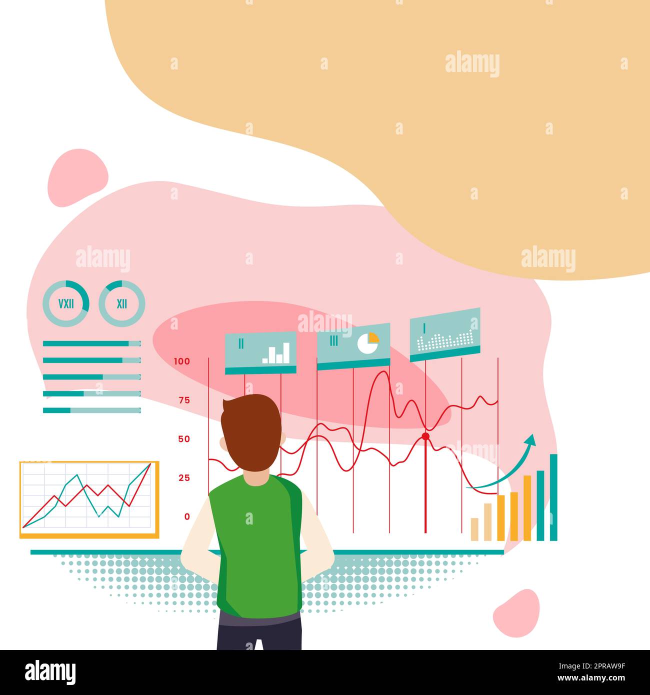 Businessman Looking At A Chart And Presenting Crucial Graphs And Charts ...