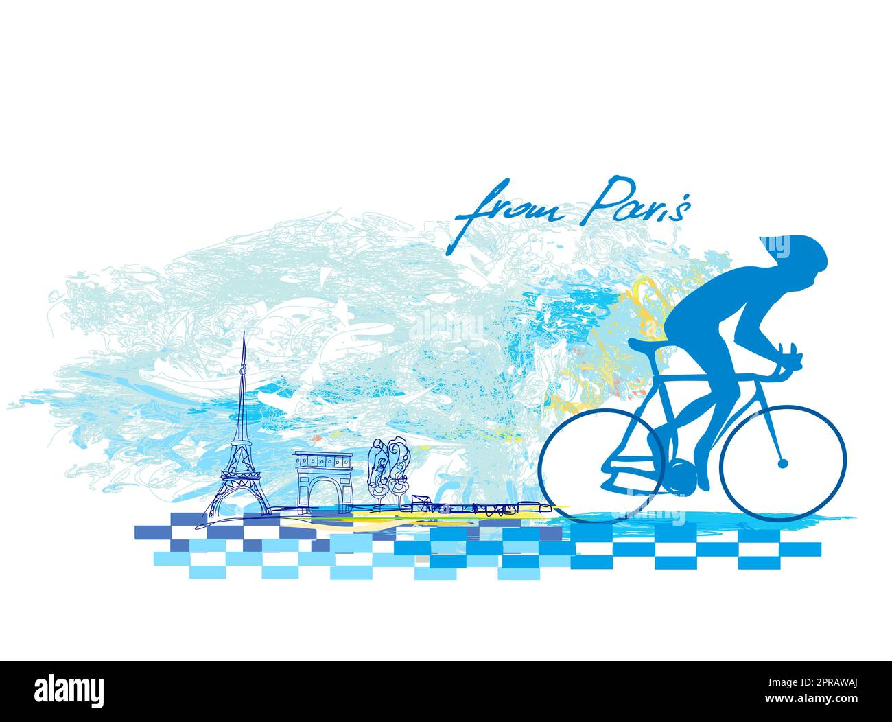 Cycling in Paris - Grunge Poster Stock Photo - Alamy