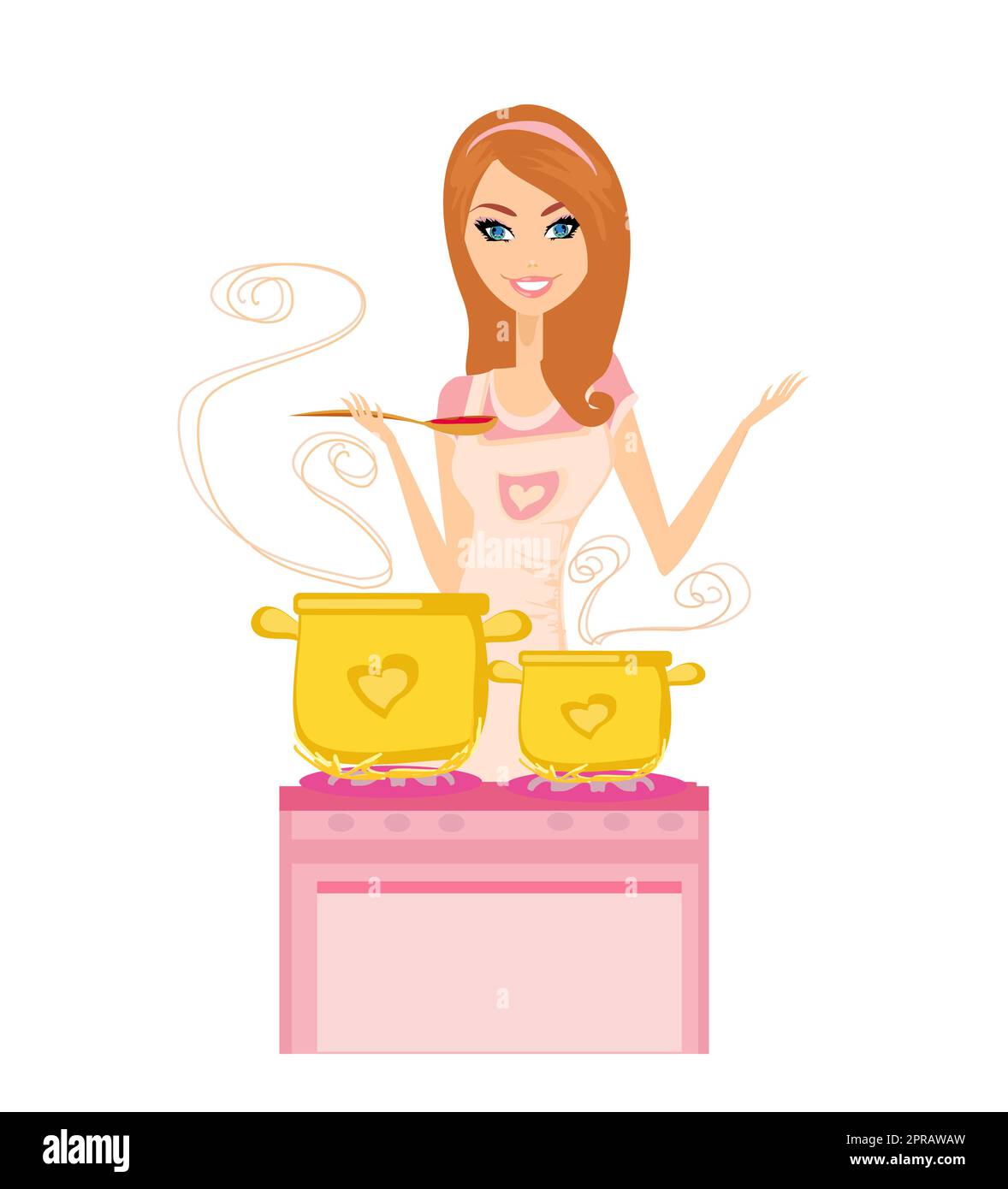 Beautiful lady cooking soup Stock Photo - Alamy